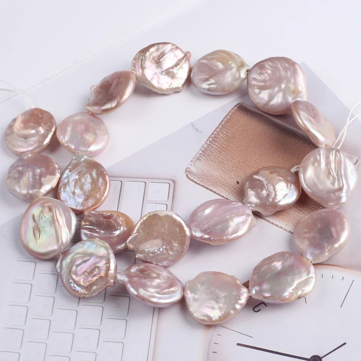 Бусины Из Натурального пресноводного жемчуга, дисковые бусины россыпью фиолетового цвета, 15-16 мм, для изготовления ювелирных изделий «сделай сам», ожерелья, серег, аксессуары в подарок