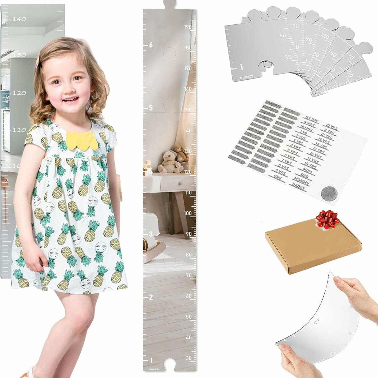 Детская таблица роста зеркало на стену, головоломка и складное зеркало для измерения высоты, декор стены спальни