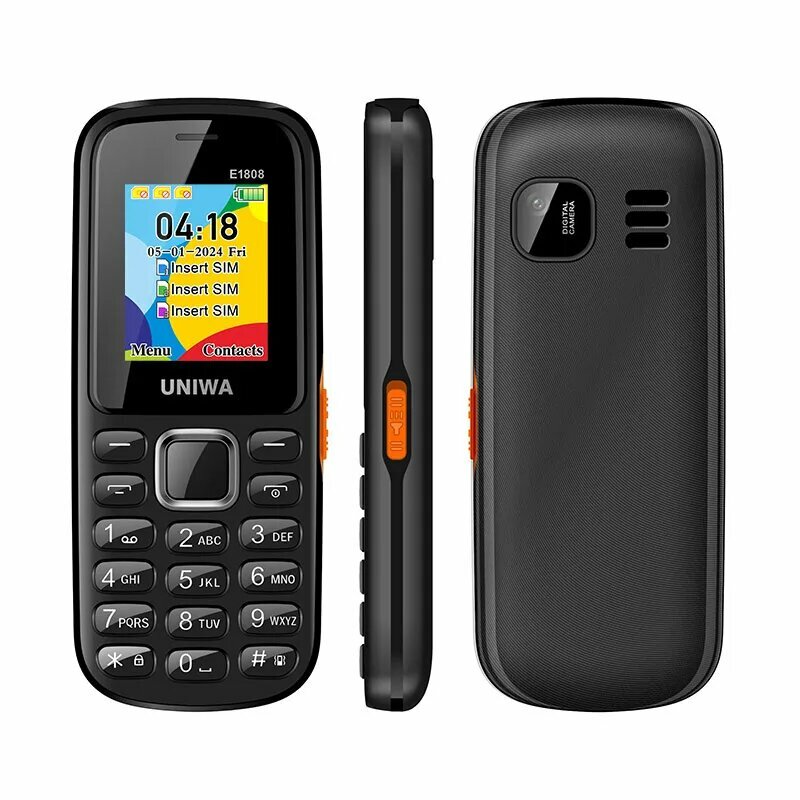 UNIWA E1808 черный кнопочный телефон 1.77" GSM, BT, 800 мАч