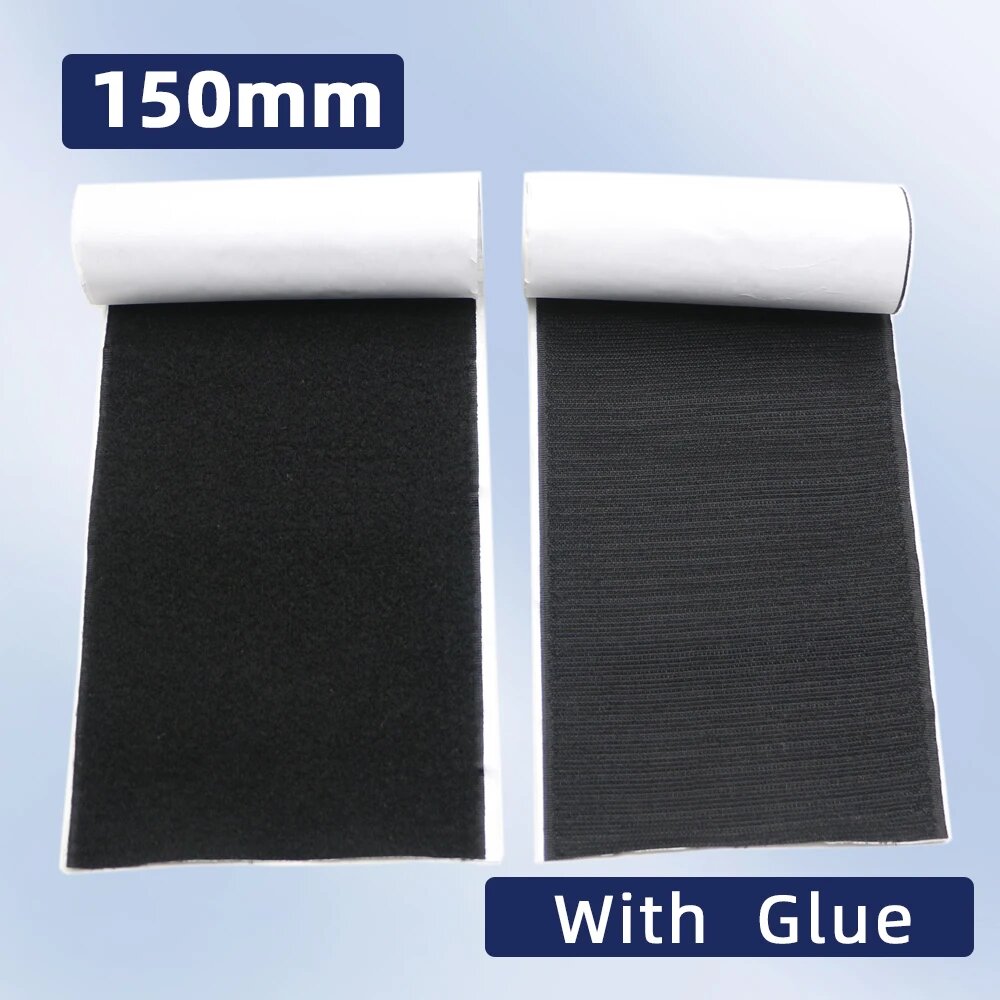 Самоотклеивающаяся липучка 150 мм, черная, полиэстер/нейлон 5m hook and 5m loop, black