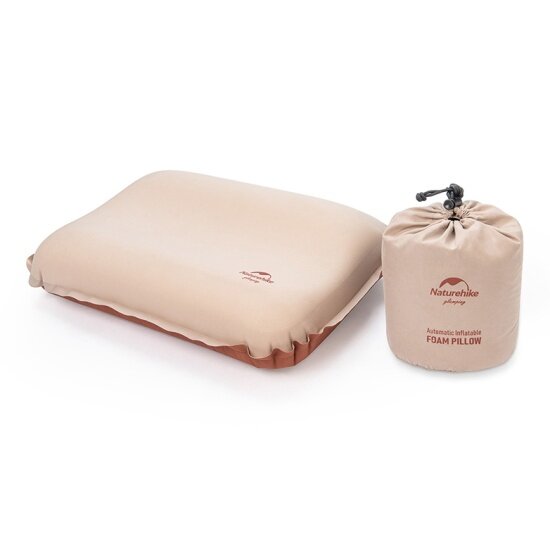 Подушка надувная Naturehike NH21ZT001 с чехлом бежевая, 46х30х12 см (для Glamping/Camping/Travel/Office/Car )