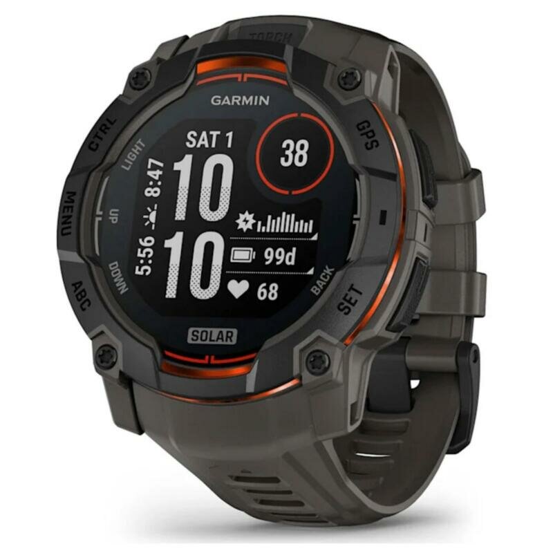 Умные часы Garmin Instinct 3, 50mm, Solar Black with Charcoal Band (010-02935-00)