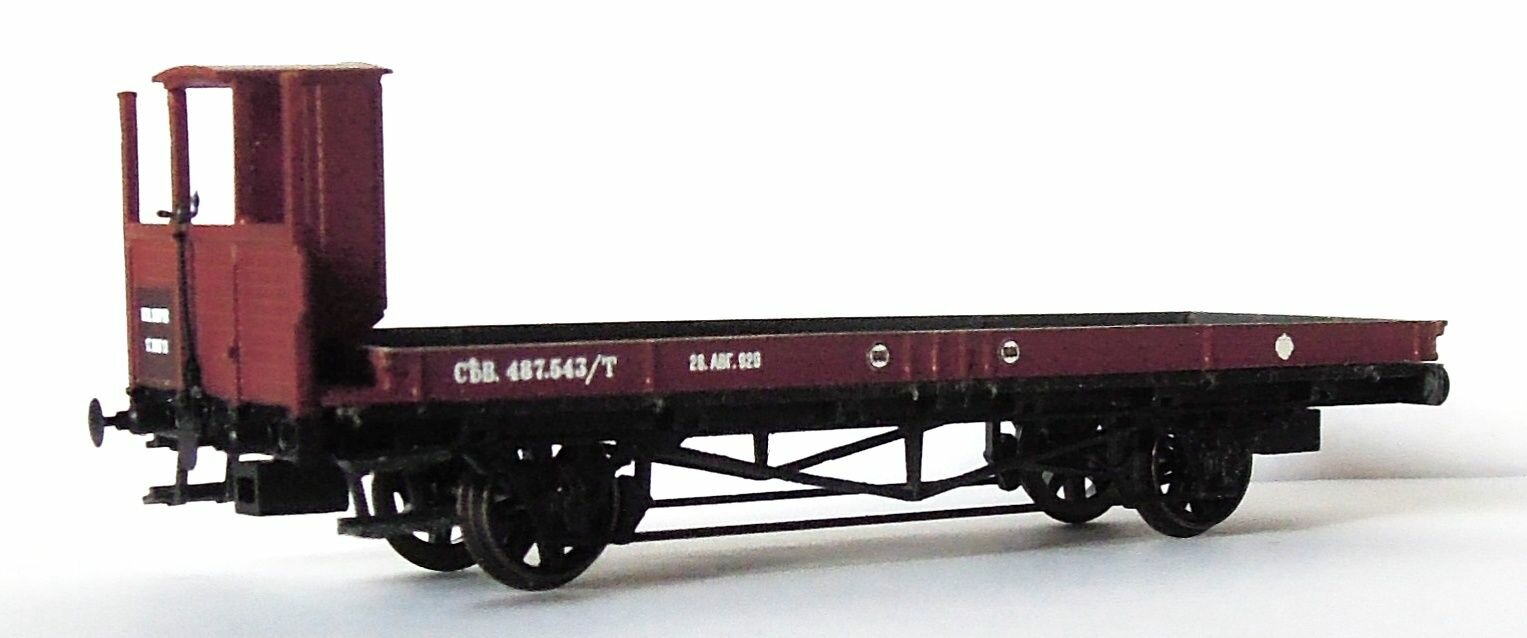870012 MDSmodel Вагон-платформа с тормозной площадкой Северной жд, 1916г, H0 1/87. Совместима с Piko (Пико).