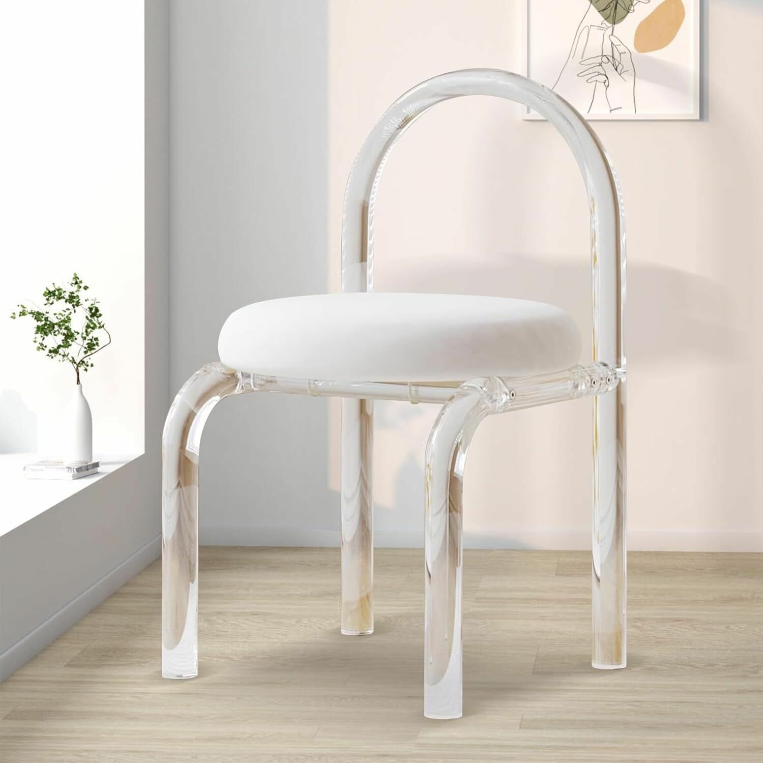 Акриловый косметический стул, прозрачный комплект обеденных стульев