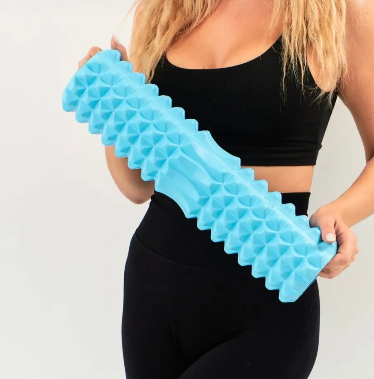 Массажный валик, вспененный полиэтилен, Eva, для спины, тела, голубой, 40см