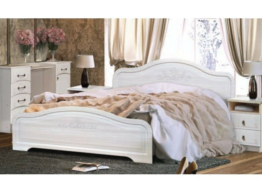 Кровать 140 с настилом ДСП, без матраса, (Бодега белая / Сандал)