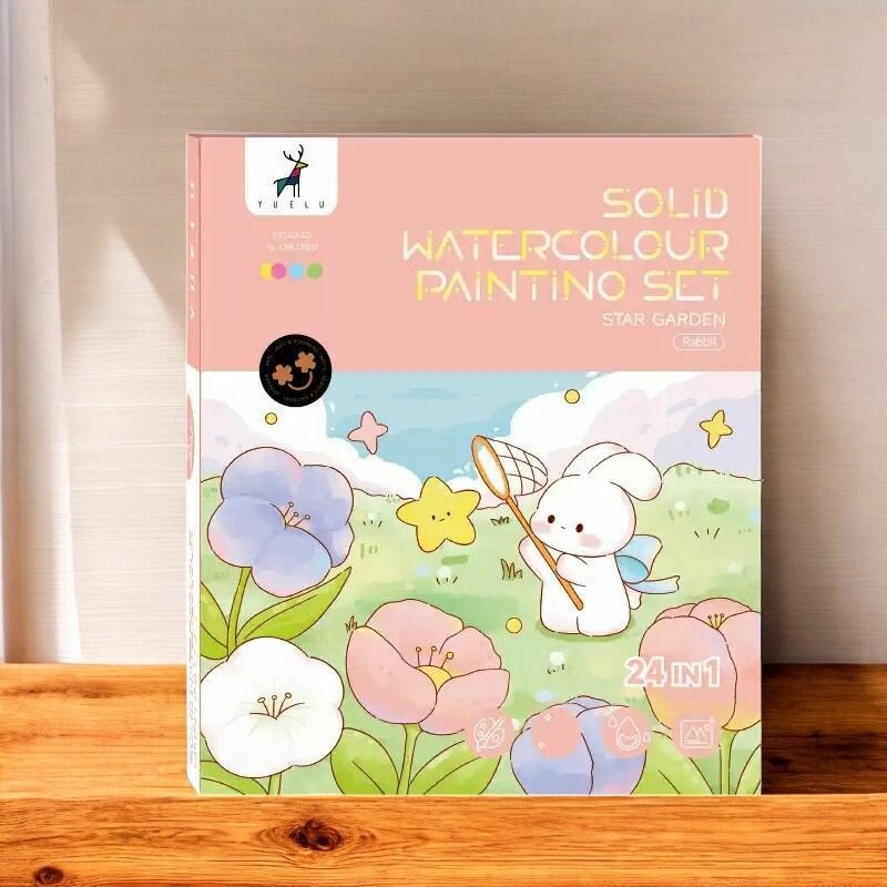 Книжка раскраска для девочек/мальчиков акварельная с кисточкой Зайка Mishka's TOYS