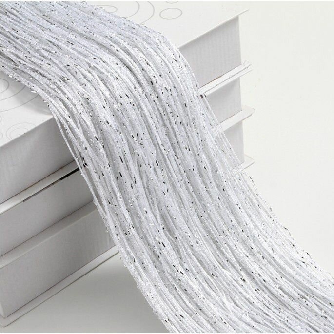 Занавеска из бусин для дверей и окон, декоративная штора из полиэстера, серебристый синий белый шампанское, 1х2 м, стильный домашний декор