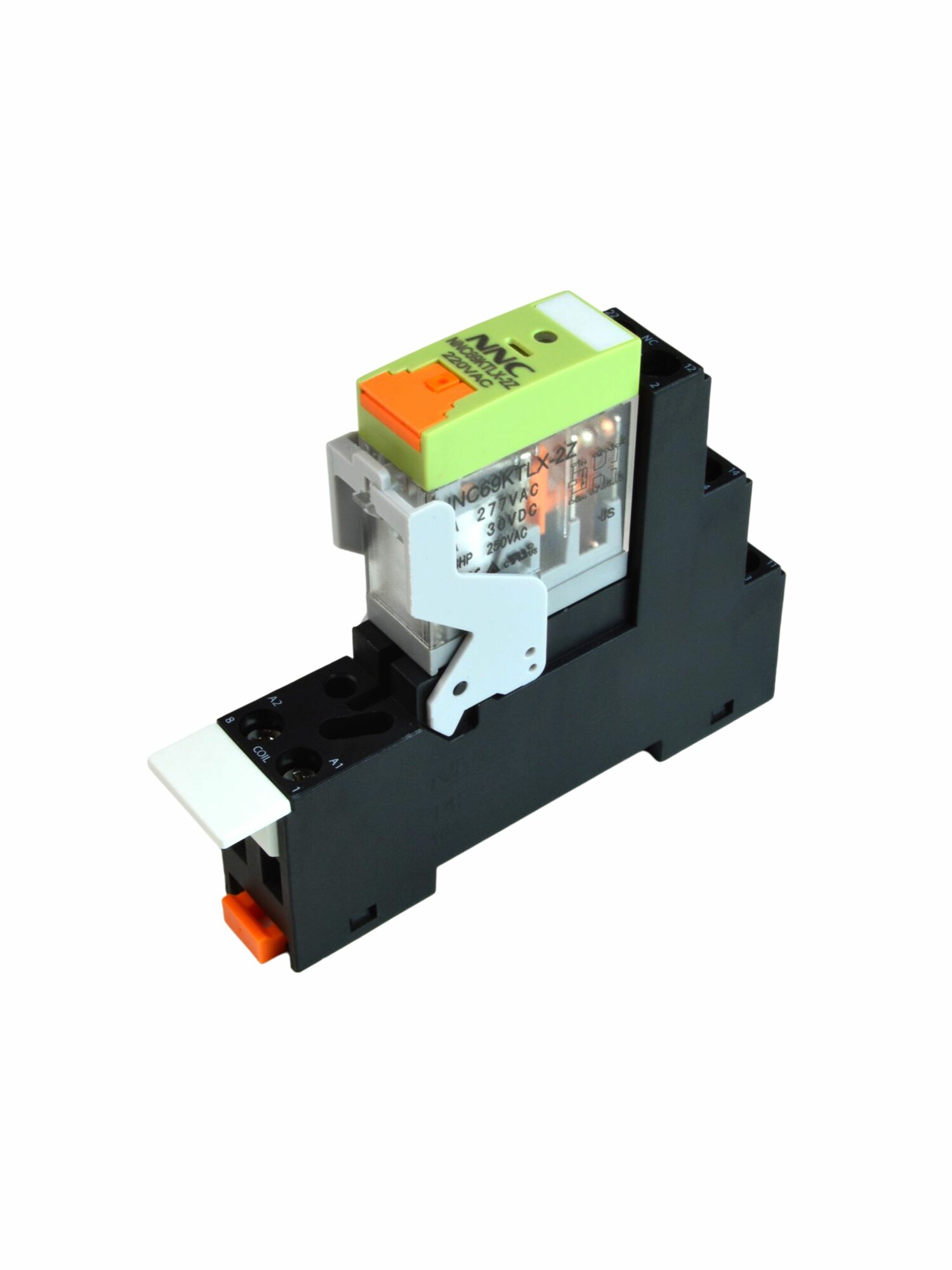 Промежуточное реле 24В AC, NNC, с индикацией, с тестом, двухконтактное, с колодкой(цоколем), с фиксатором