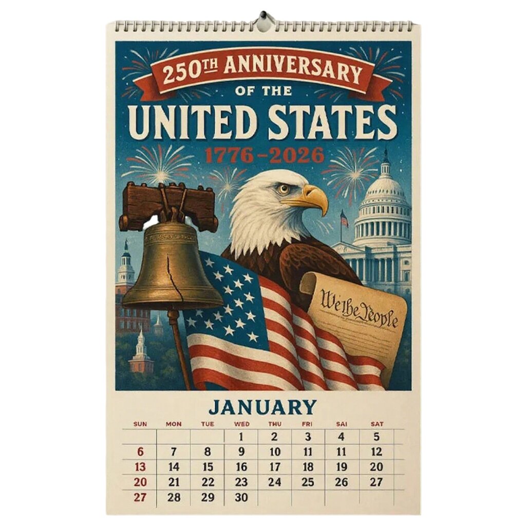 Календарь на 250-ю годовщину в переплете с двумя катушками для украшения дома коллекционера