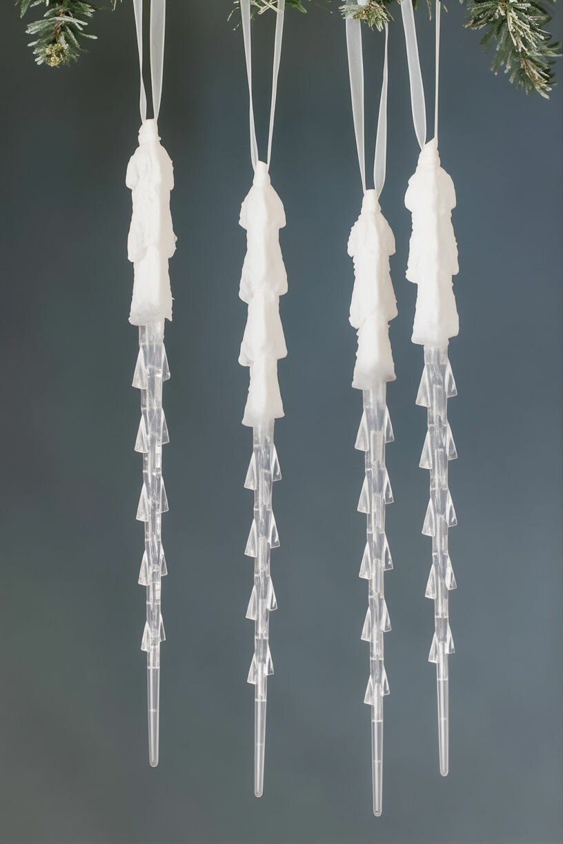 Набор ёлочных украшений сосульки 'искристые стрелы', акрил, 29 см, 4 шт, Winter Deco 1000476