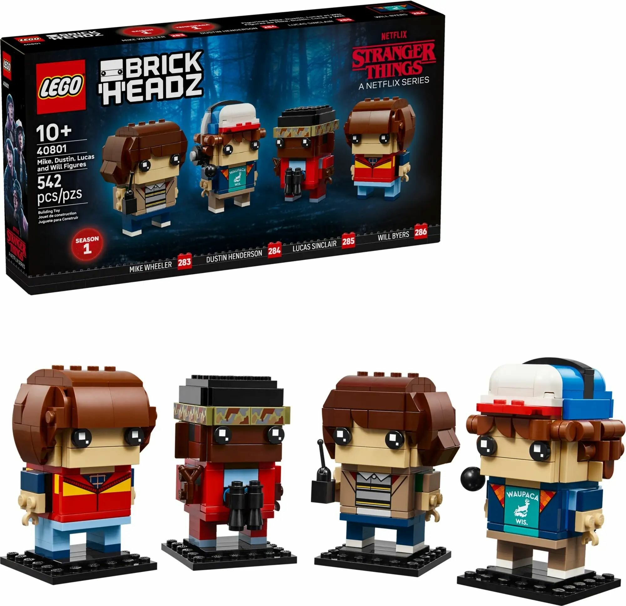 Конструктор LEGO BrickHeadz 40801 Очень странные дела: Майк, Дастин, Лукас и Уилл, 542 дет.