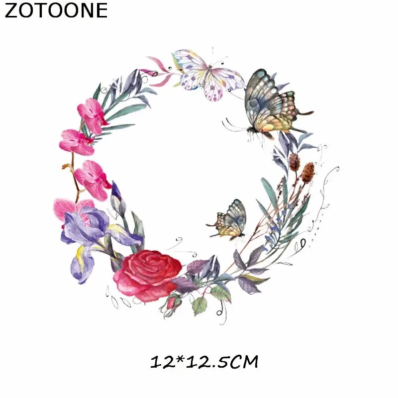ZOTOONE Термонаклейки Цветы с бабочками, Цвет: 426