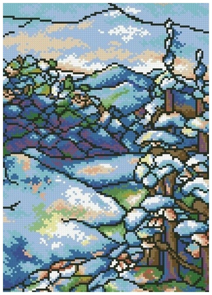 Набор Паутинка #М-436 Витраж. Зима, Алмазная Мозаика, 25 x 35 см