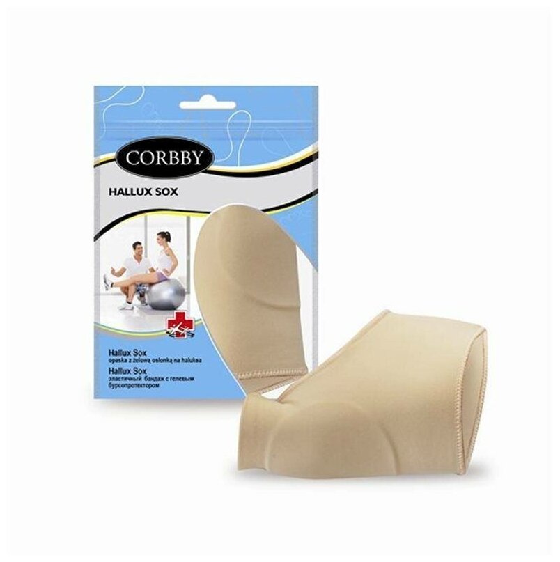 Corbby Эластичный бандаж с гелевым бурсопротектором "Hallux Sox" 1 шт. Размер M/L