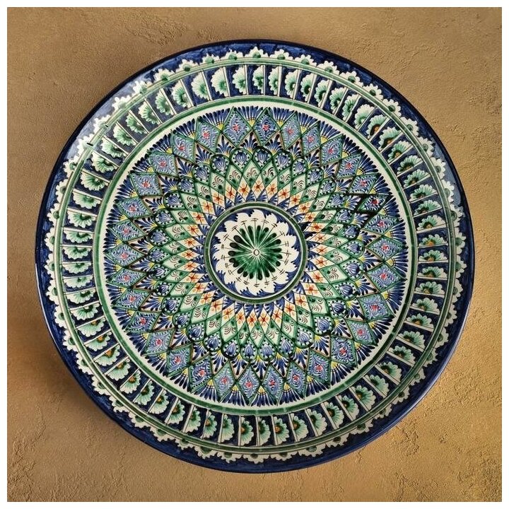 Ляган круглый, диаметр 41 см блюдо из керамики, узбекская посуда, тарелки для сервировки