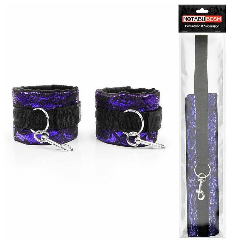 Фиолетово-черные наручники с карабинами, фиолетовый с черным