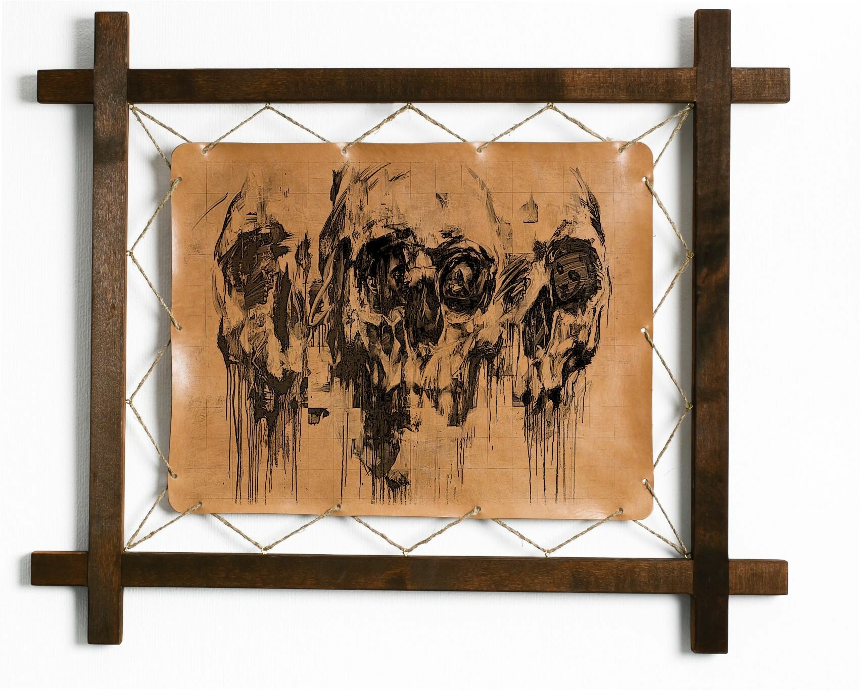 Картина интерьерная из кожи "Черепа", BoomGift