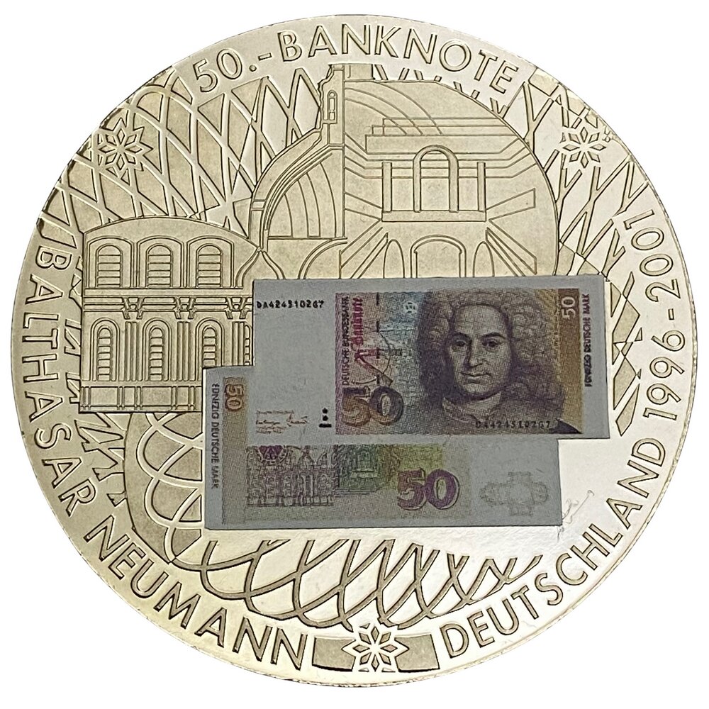 Германия, настольная медаль "Прощай валюта. 50 марок 1996" 2002 г.