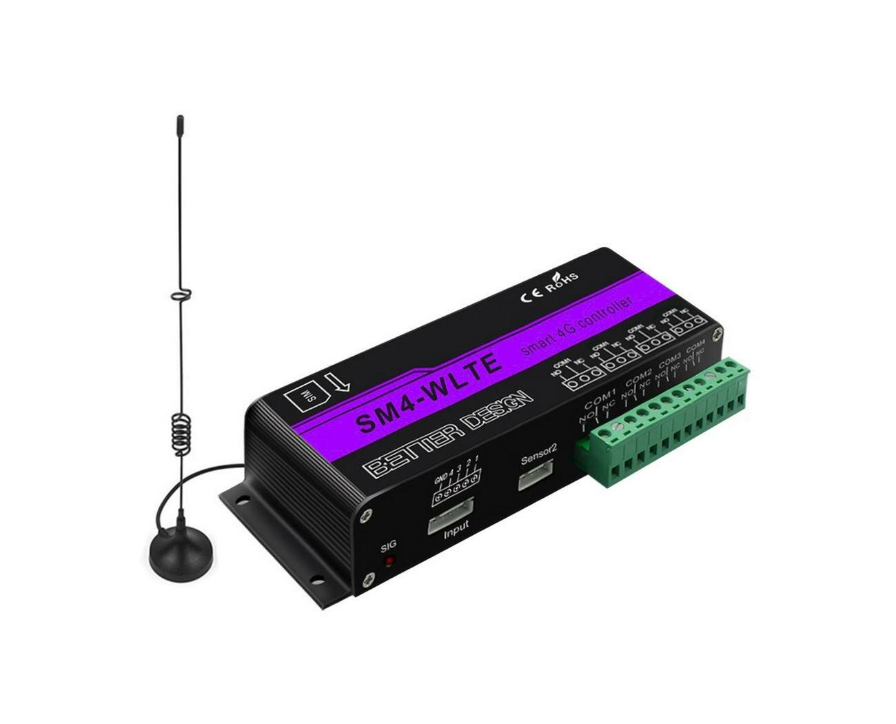 4G GSM SMS умный дистанционный реле-пульт Страж Управлятор SM4-EU (W3956RU). 4-канальный релейный контроллер ВКЛ./Выкл. Управление электроприборами
