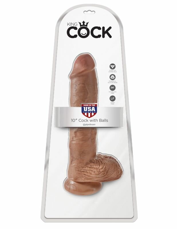 Фаллоимитатор-гигант загорелый King Cock 10 Cock with Balls, 25 см