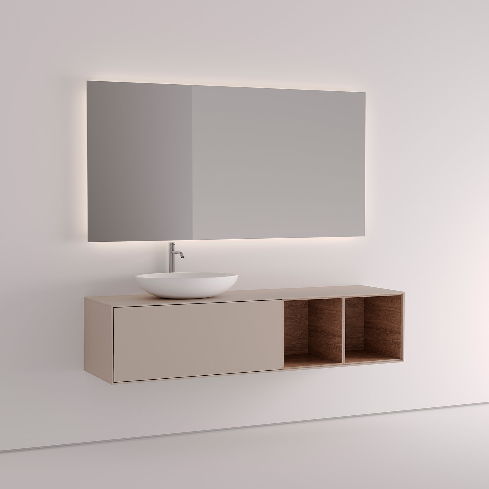 Тумба подвесная под две раковины 150 см. Vivomobili BEIGE ARIZONA