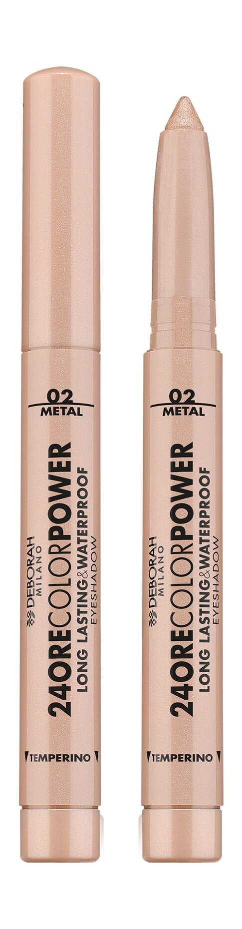 DEBORAH MILANO Тени-карандаш для век стойкие 24 Ore Color Power Eyeshadow, 1,4 г, 02 Светло-золотой