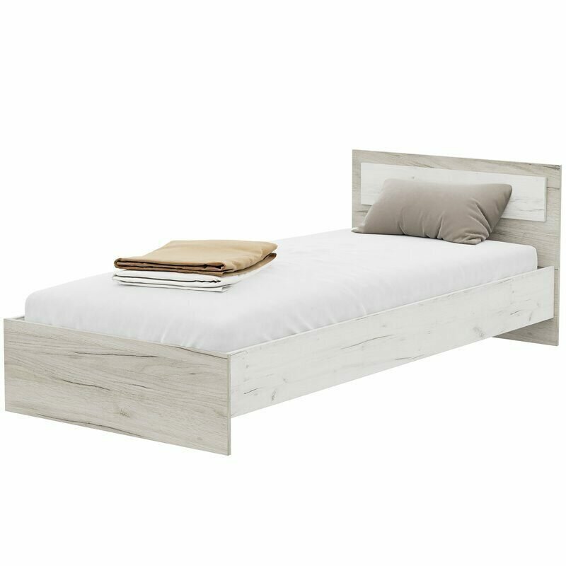 Кровать КР 603 «Гармония» 0,9 м (Дуб крафт серый/Дуб крафт белый) СМ