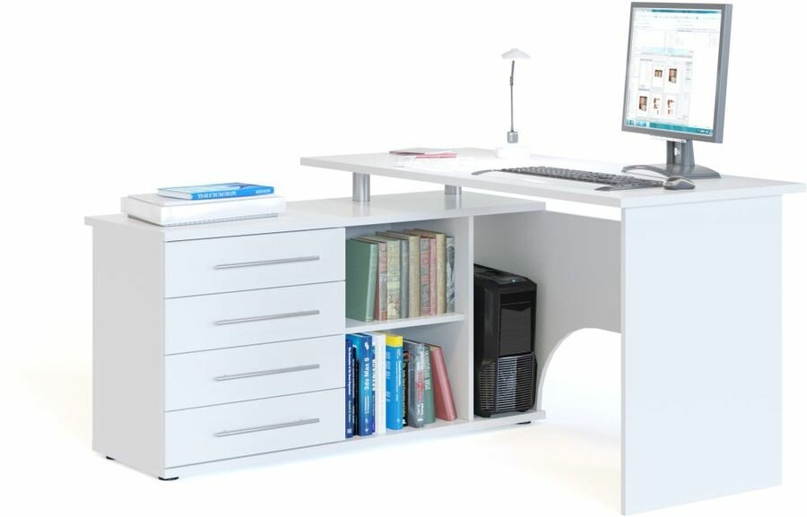 Стол компьютерный Сокол КСТ109ЛБ6 левый белый, ЛДСП