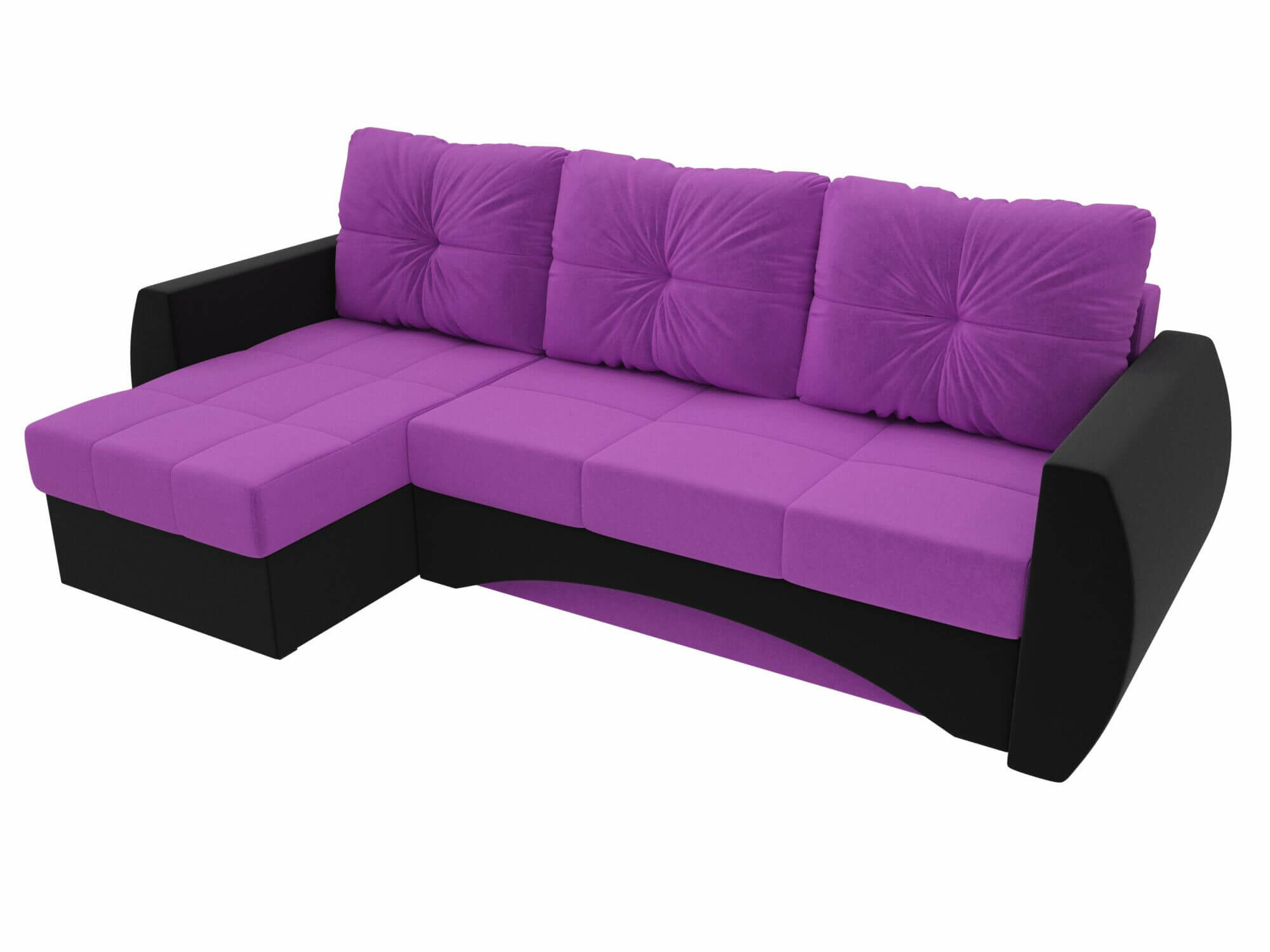 Artum Угловой диван Сатурн микровельвет фиолетовый эко кожа черный левый