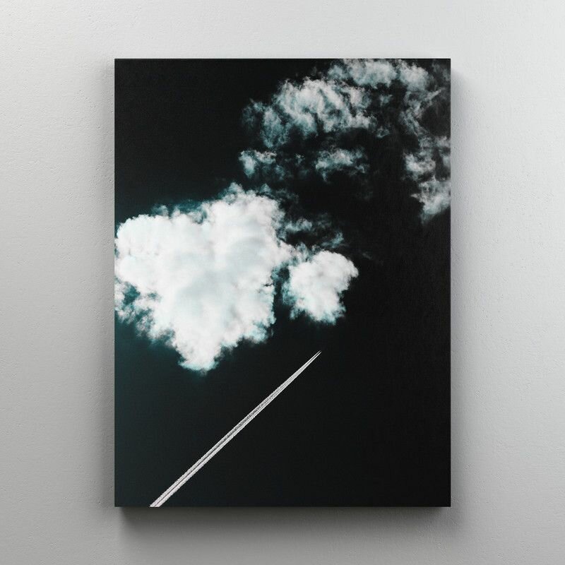 Интерьерная картина на холсте "Черное небо и белое облако" размер 22x30 см