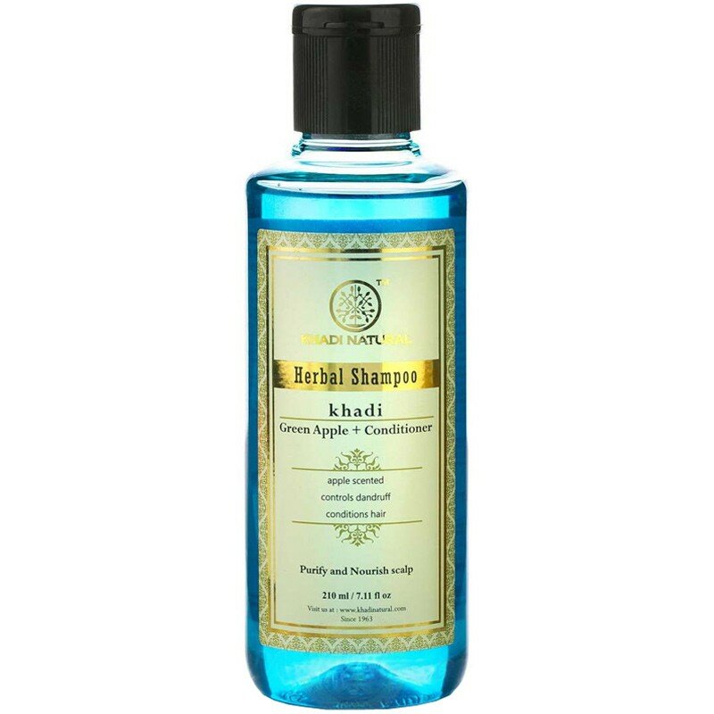 Шампунь + кондиционер Зелёное Яблоко Кхади (Green Apple shampoo-conditioner Khadi), 210 мл