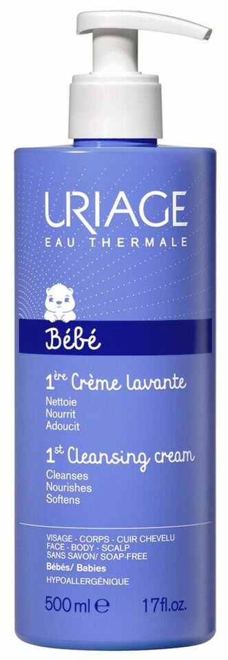 Uriage Очищающий пенящийся крем для детей и новорожденных Bebe 500 мл