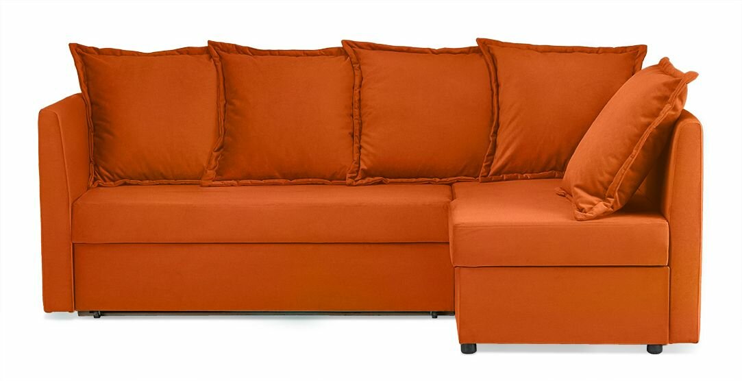 Диван угловой, раскладной Йохан, Легкомаркет, в цвете оранжевый (Велутто 27)