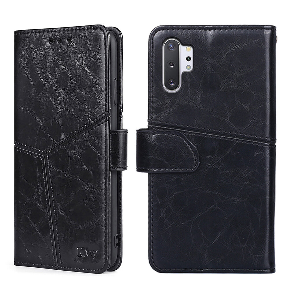 Чехол-книжка MyPads для Samsung Galaxy Note 10+ Plus / Самсунг Ноте 10 Плюс, объединяет геометрию (черный)