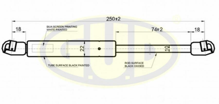 Амортизатор капота FRD MONDEO III 11/00- 660N L=250/74MM G.U.D арт. GGS010143