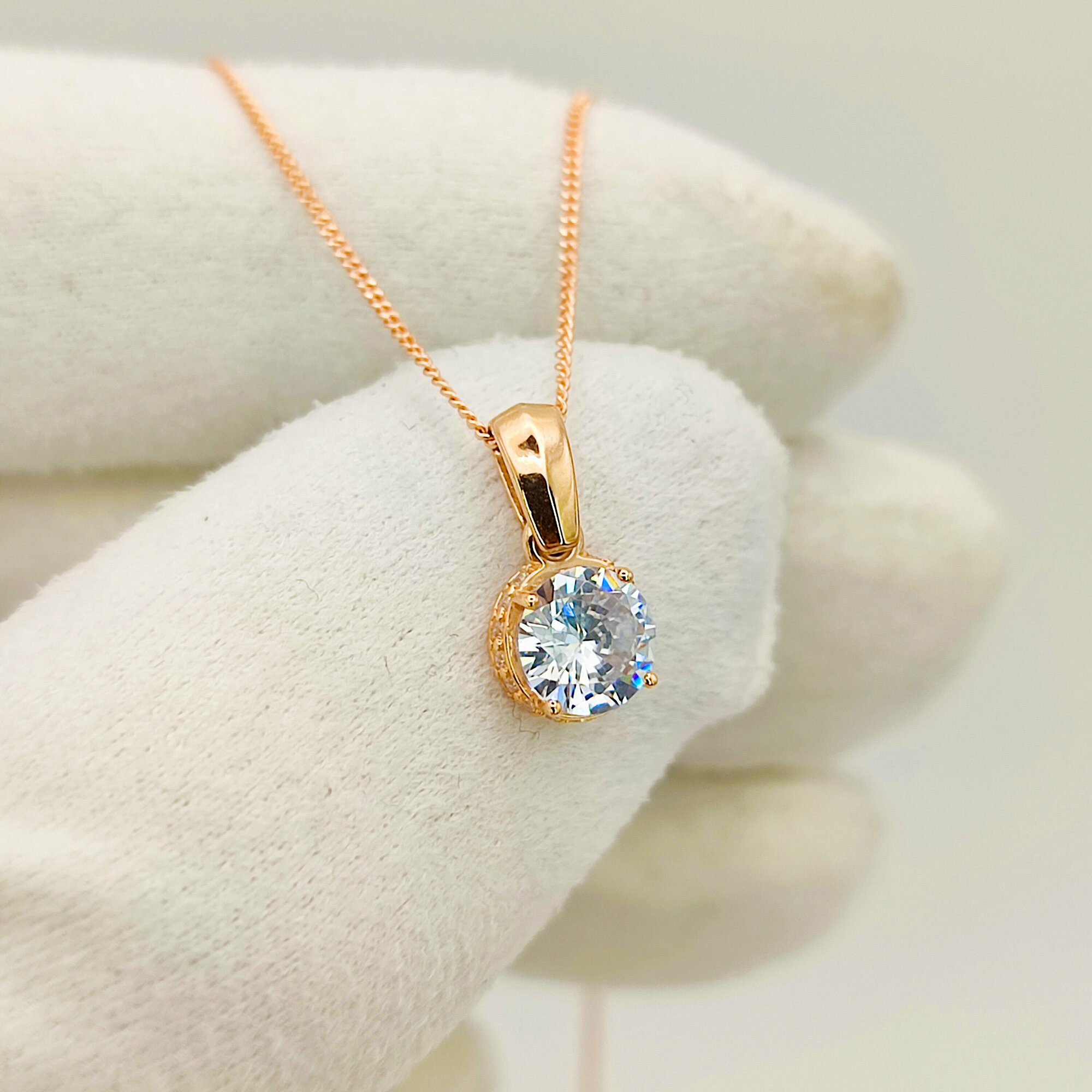 Подвеска, красное золото, 585 проба, фианит