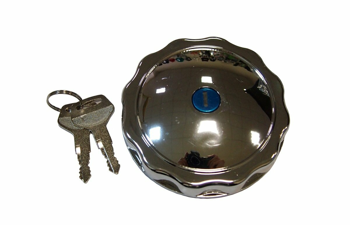 Крышка бензобака для мотоцикла Урал с замком, серебристая, в комплекте с ключами.