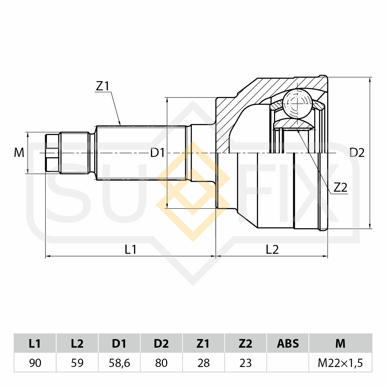 ШРУС наружный передний правый/левый для MAZDA 3 / SUFIX ST-1059