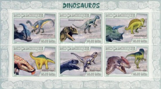 Почтовые марки Мозамбик 2007г. "Фауна - Динозавры" Динозавры MNH