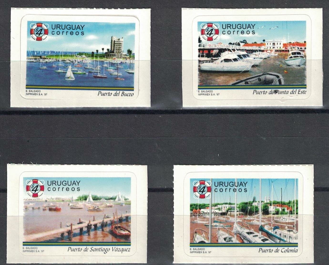 Почтовые марки Уругвай 1997г. "Яхтенные гавани" Яхта MNH