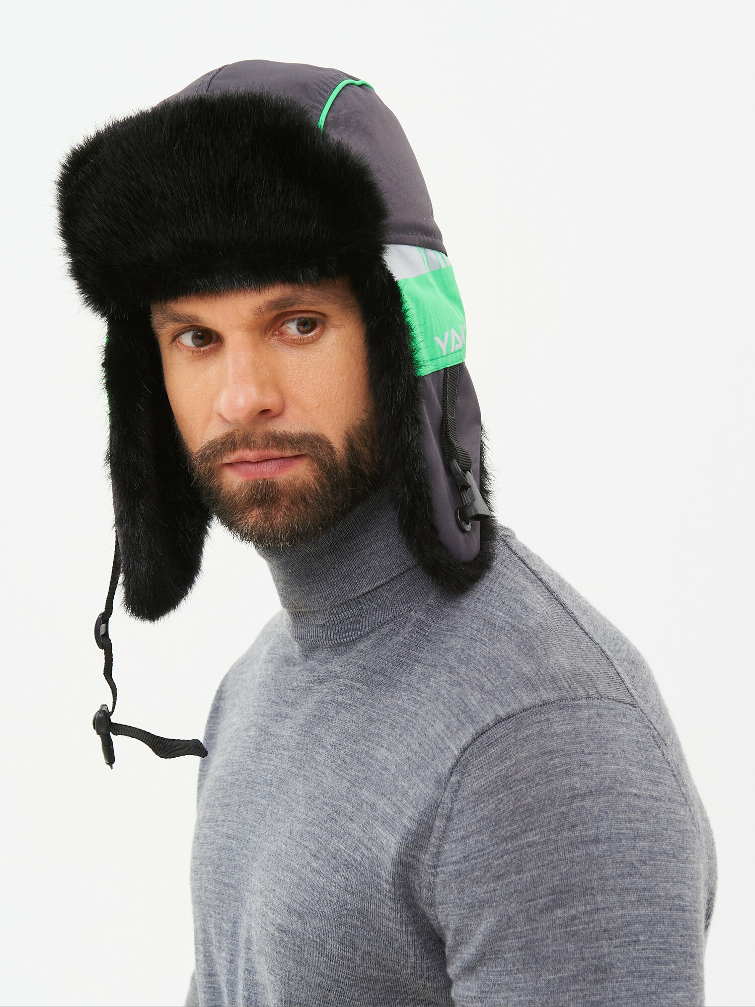 Шапка-ушанка зимняя Huntsman Yakutia для зимней рыбалки, охоты, повседневной носки, ткань Galaxy Breathable, мех Норка, цвет тёмно-серый (р.58-60)