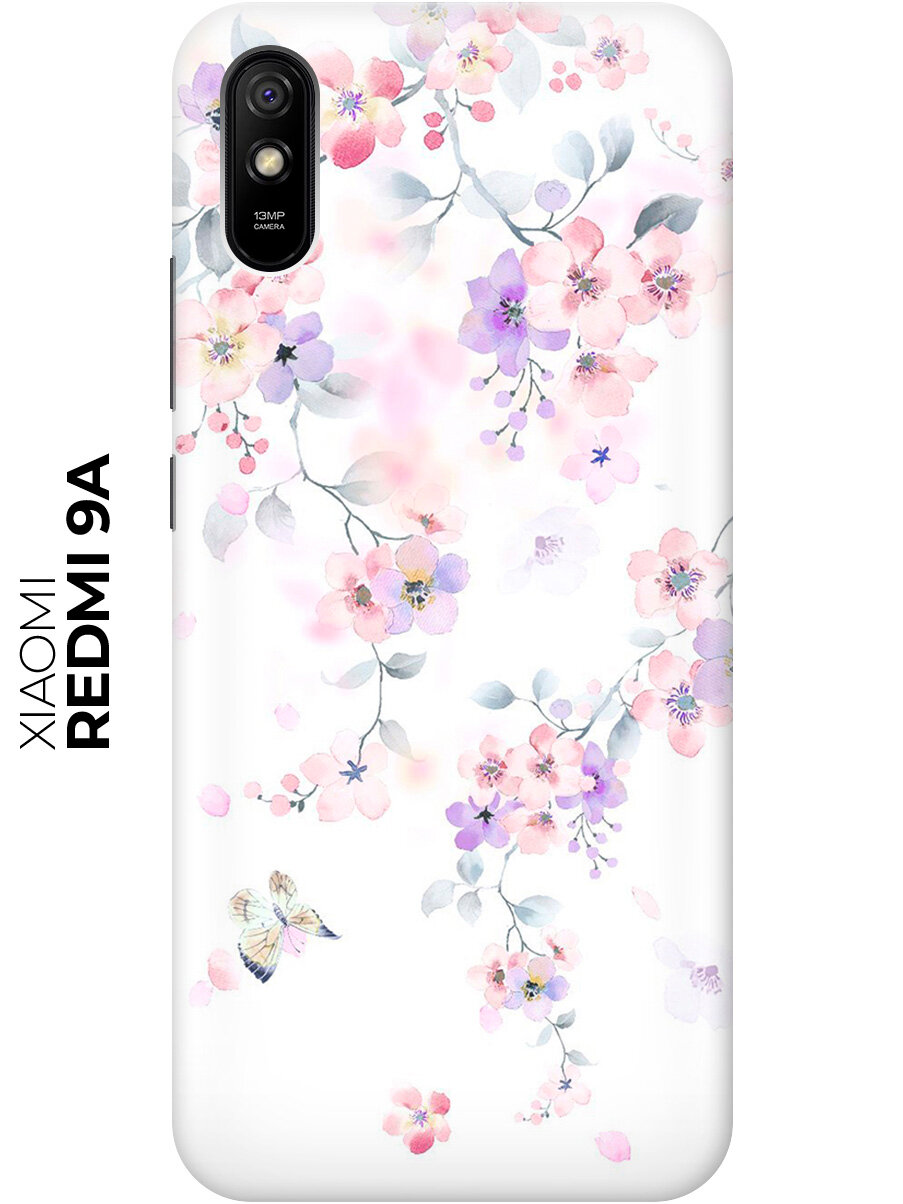 Силиконовый чехол на Xiaomi Redmi 9A / Сяоми Редми 9А с рисунком "Акварельные цветы вишни"