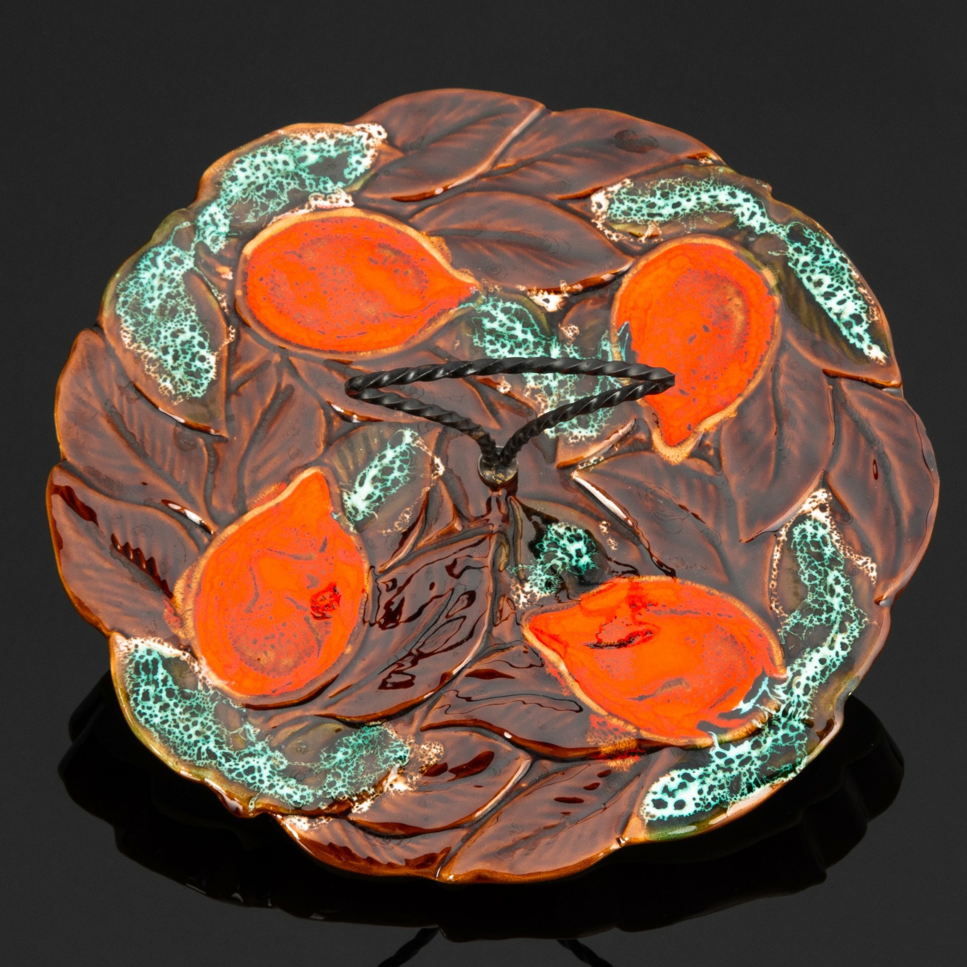 Блюдо с ручкой для подачи десертов "Красные фрукты", Vallarius, керамика, глазурь