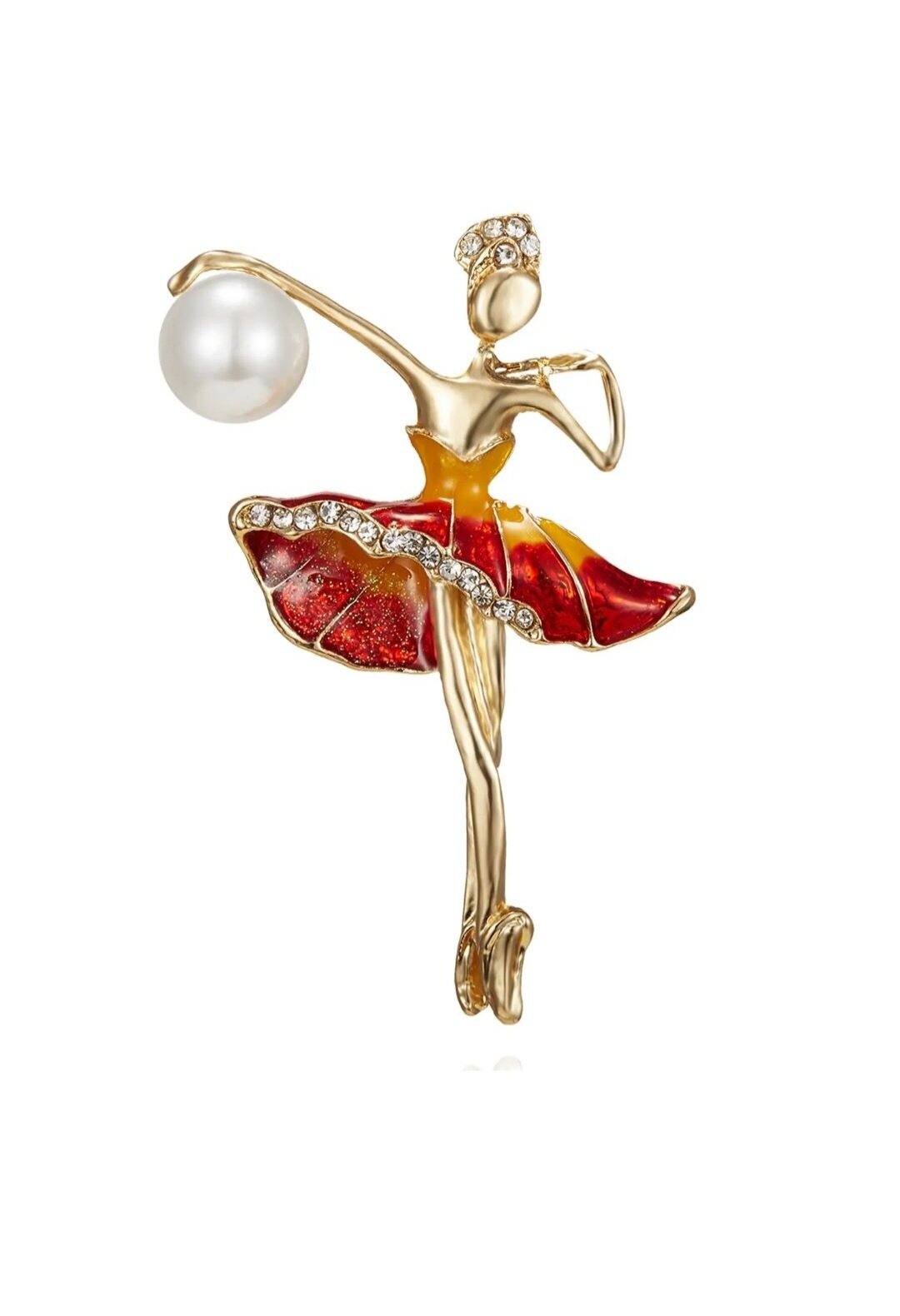 Брошь, жемчуг имитация, стразы