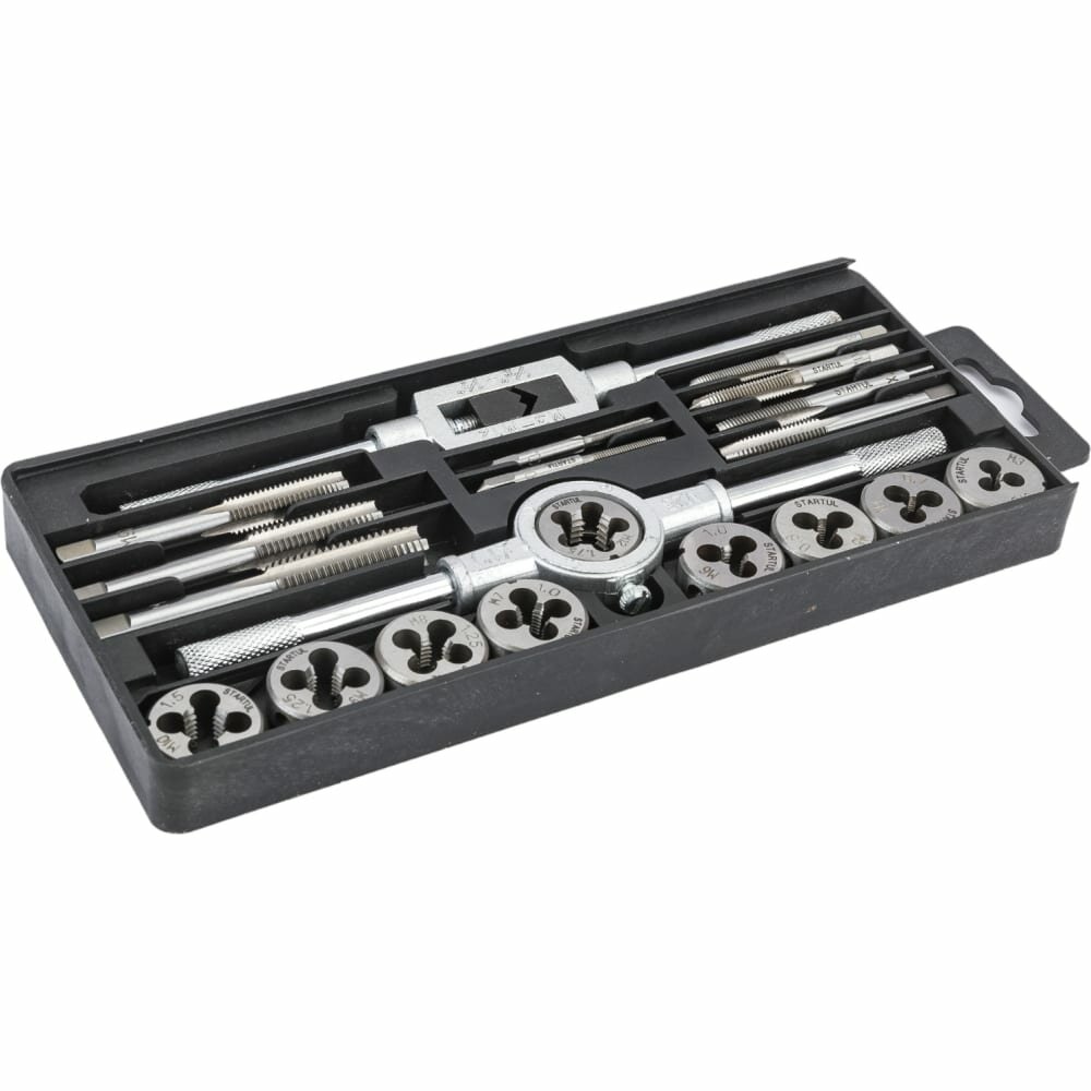 Набор метчиков и плашек STARTUL Master 20 предметов ST9301, изготовлены из инструментальной легированной