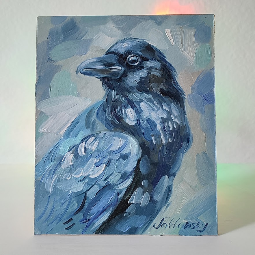 Картина Ворон Масло 16х20 см