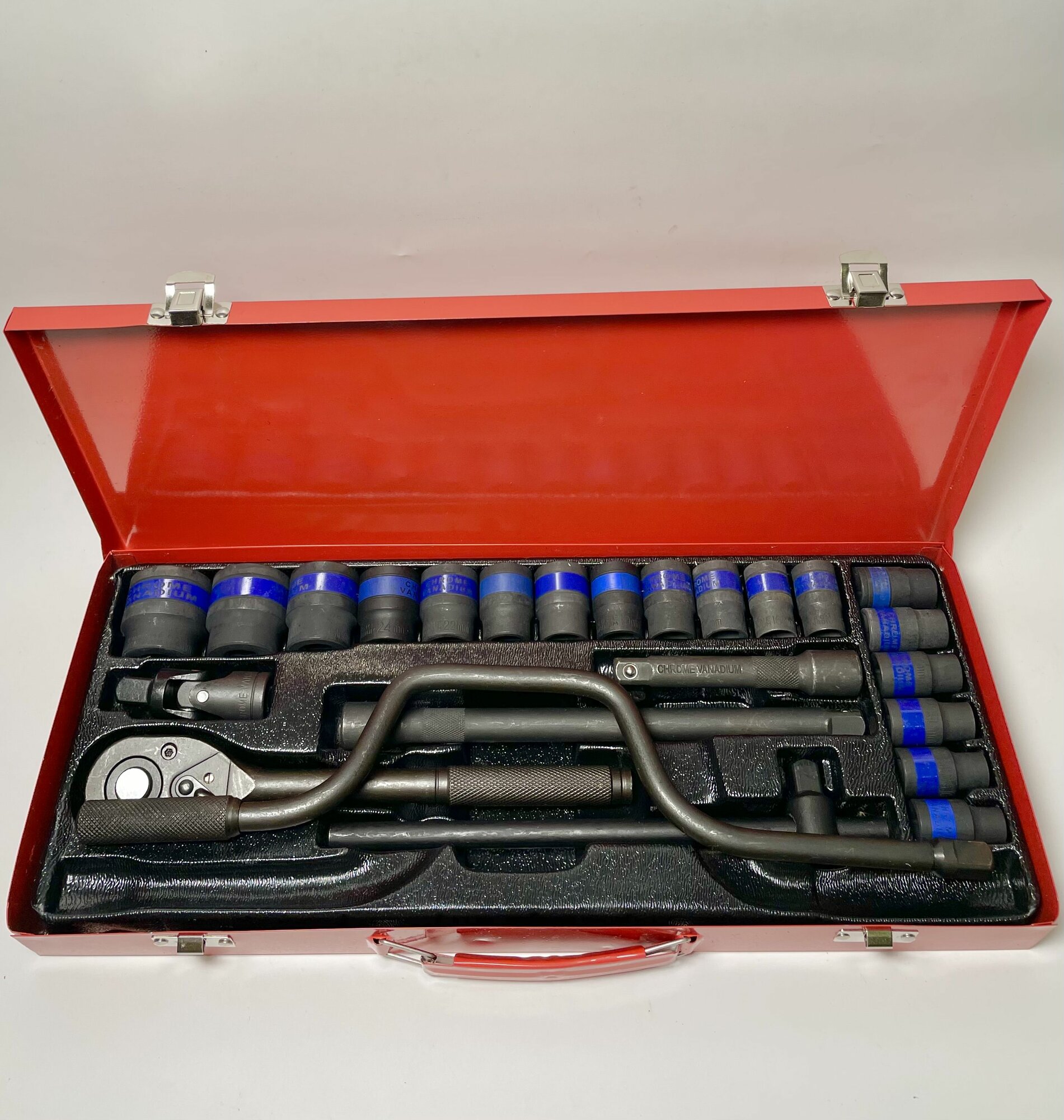 Набор ударных головок 1/2" 24 шт. с воротком / карданом / трещоткой под Гайковерт