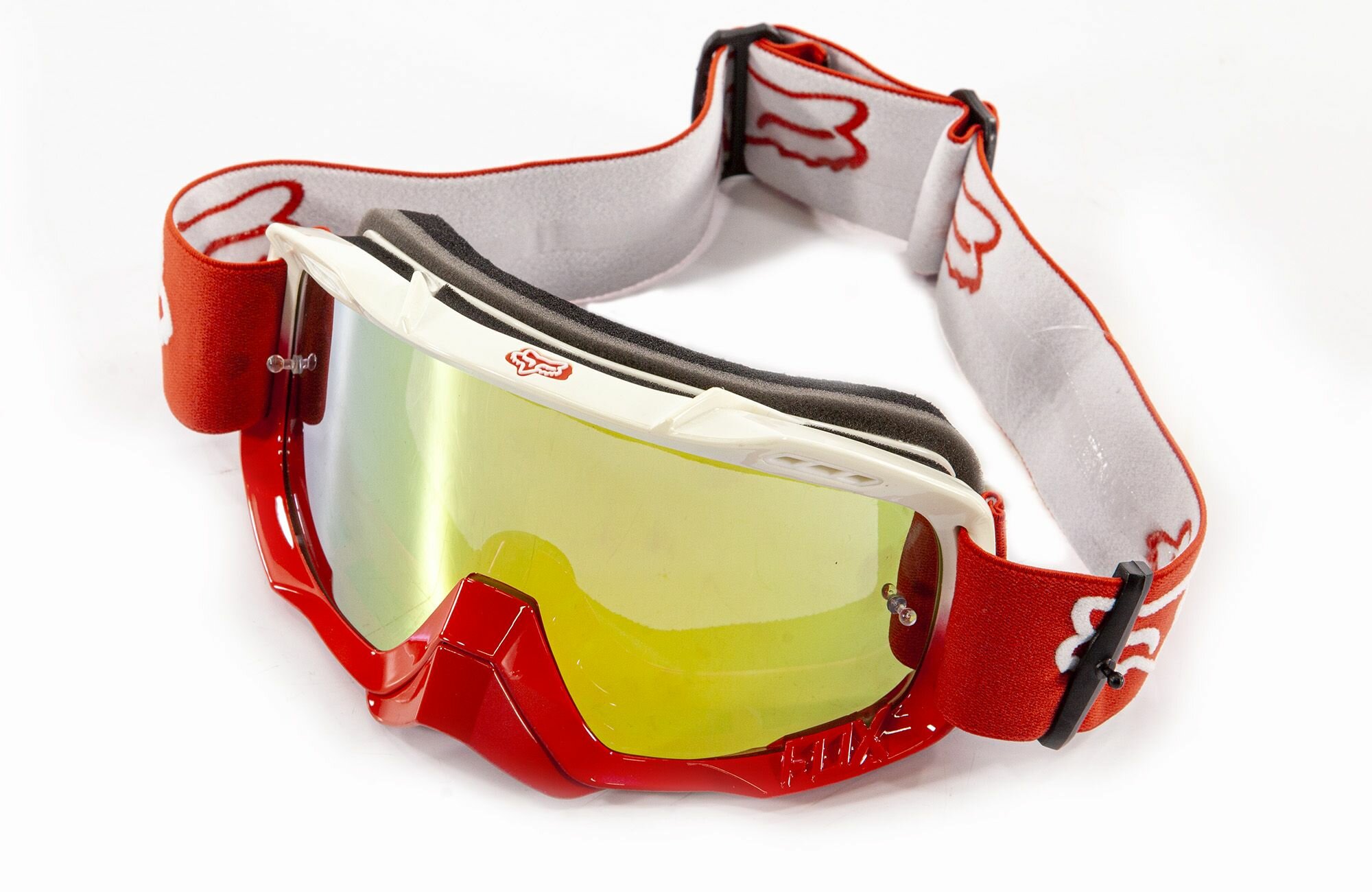 Мотоочки для питбайка, эндуро, кроссового мотоцикла FOX Air Defence белые/красные