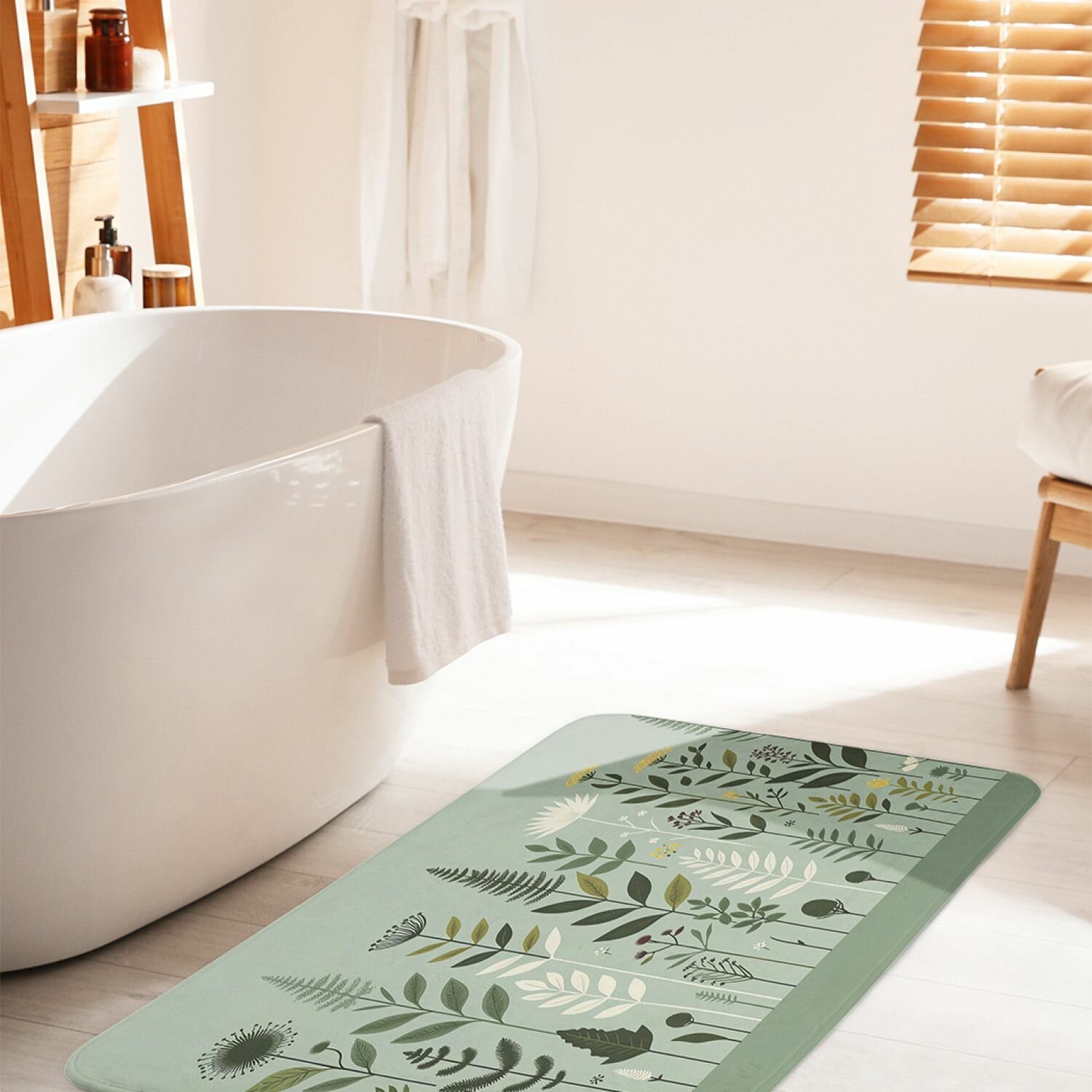 Коврик для ванной комнаты и туалета противоскользящий "Зеленая поляна" 60х100 см, JoyArty